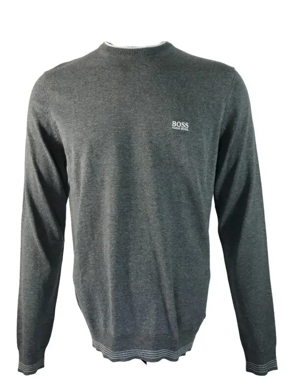 Hugo Boss Logo Crew Neck Long Sleeve Sweater - Black