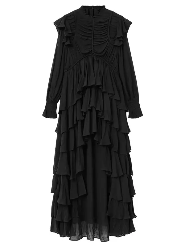 ALLSAINTS Leila Ruffled Maxi Dress - Black