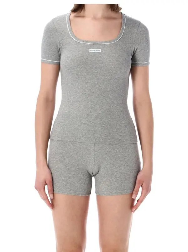 MARINE SERRE Square Neck T-shirt - Gray