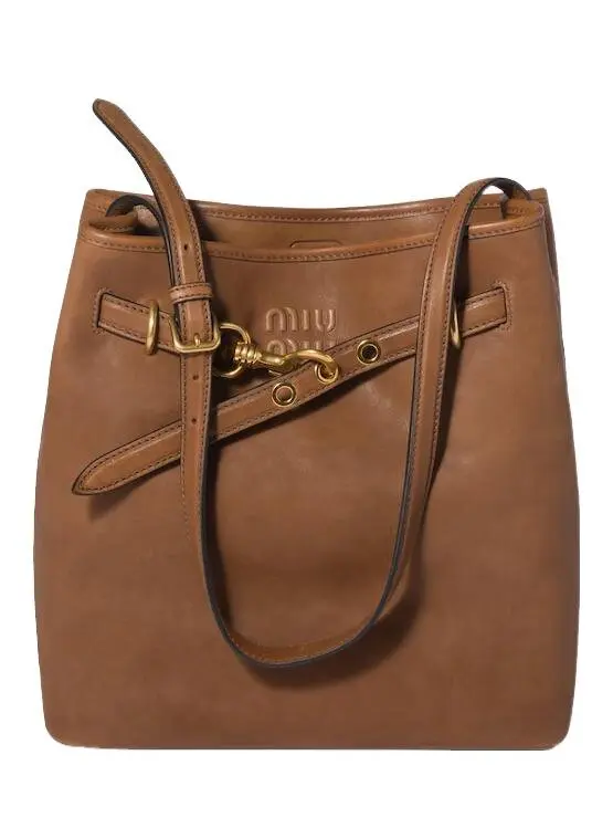Miu Miu Aventure Nappa Leather Bucket Bag - Brown