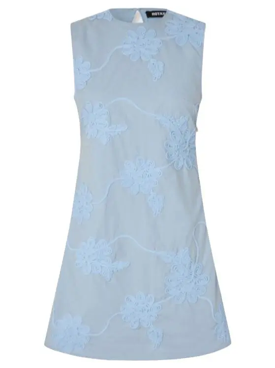 ROTATE BY BIRGER CHRISTENSEN Floral Applique Mini Dress - Light Blue