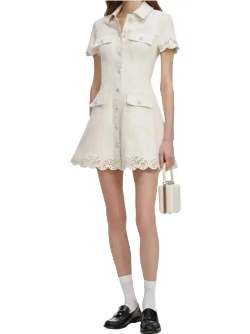 SELF-PORTRAIT Jewel-embellished Mini Dress - Cream