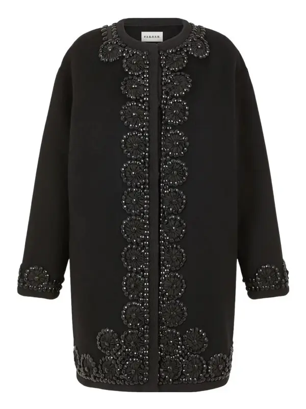 P.a.r.o.s.h Embellished Floral Coat - Black