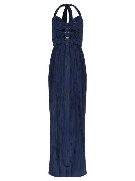 Cult Gaia Halterneck Maxi Dress With Slit - Blue