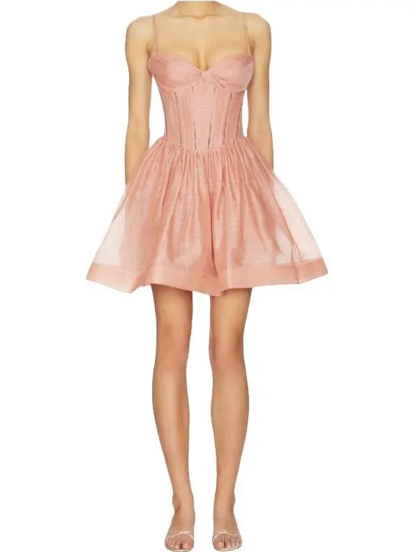 Zimmermann Luna Corset Mini Dress - Peony