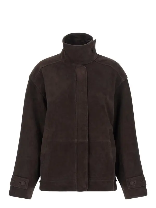 ROTATE BY BIRGER CHRISTENSEN Oversized Leather Jacket - Brown