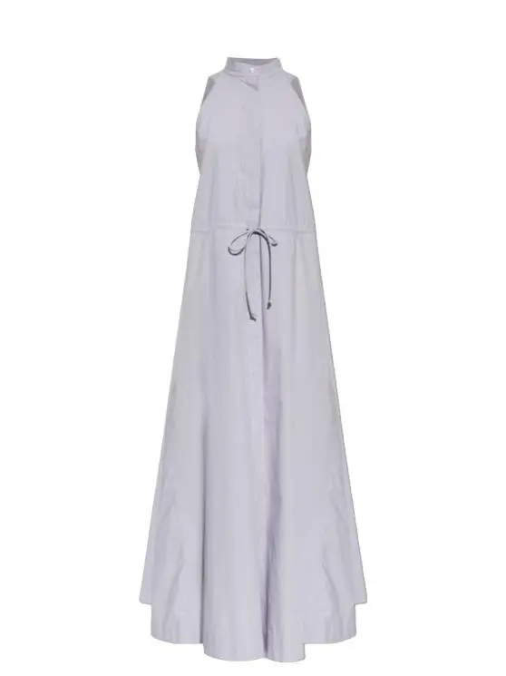 Emporio Armani Sleeveless High Neck Maxi Dress With Drawstring Waist - Purple