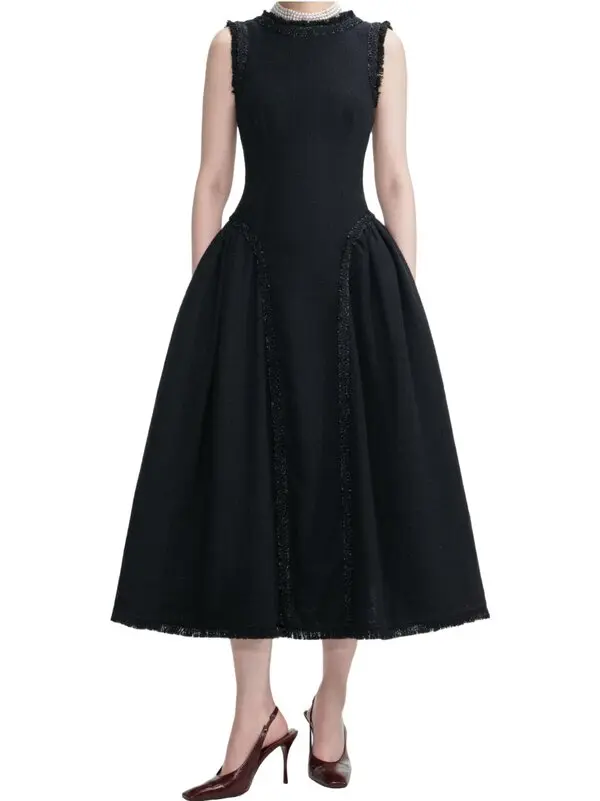 SELF-PORTRAIT Sleeveless Embellished Dress - Black