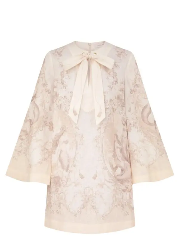 Zimmermann Tie Neck Tunic Dress - Nude