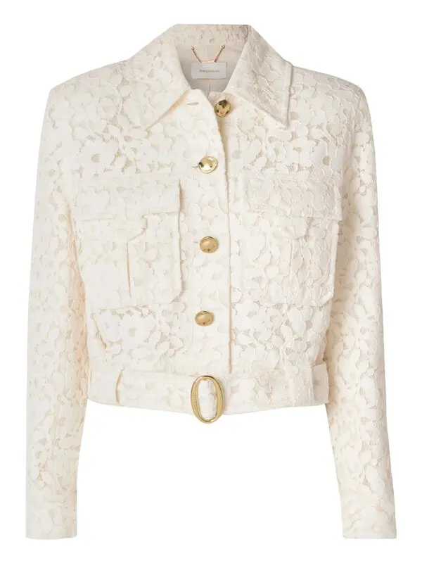 Zimmermann Cotton-blend Lace Jacket - Cream