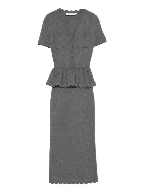 SELF-PORTRAIT Peplum Midi Dress - Grey