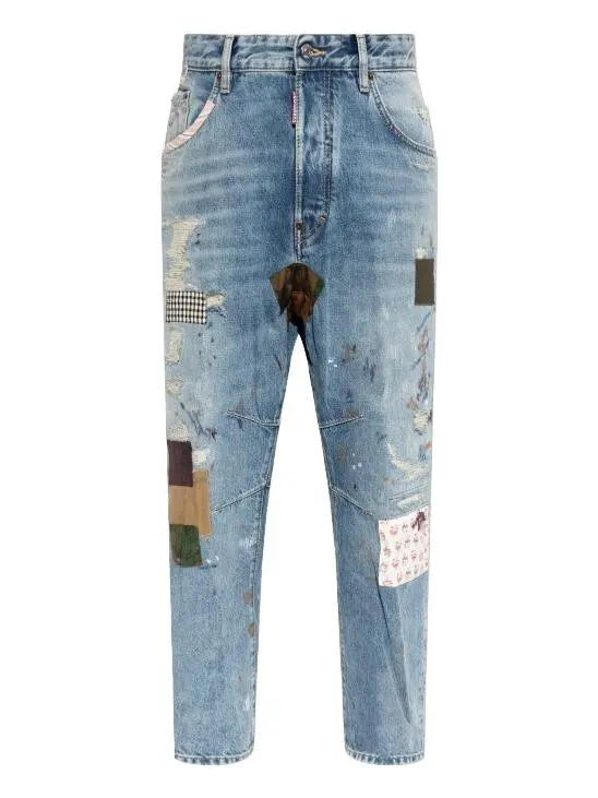 Dsquared2 Patchwork Distressed Jeans - Blue