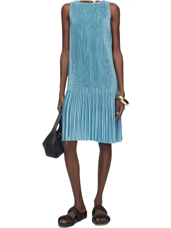 JOSEPH Rida Pleated Satin Dress - Chambray