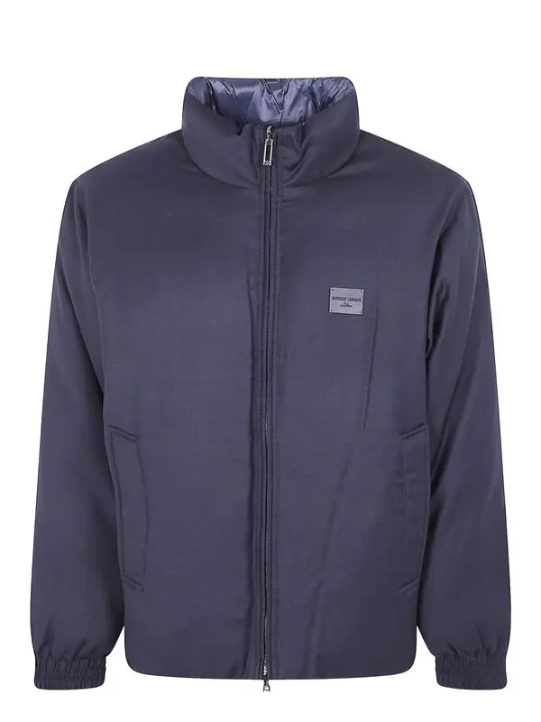 Emporio Armani Logo Detail Zip-up Down Jacket - Blue