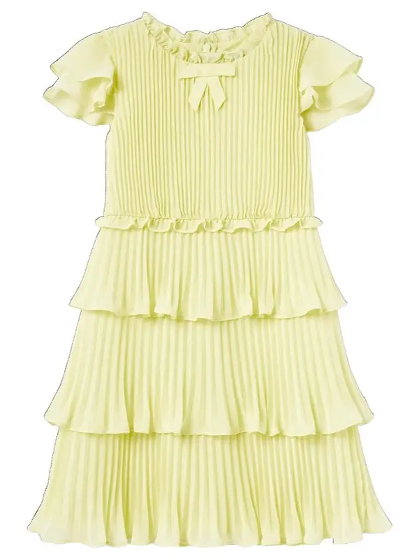 SELF-PORTRAIT Tiered Ruffled Midi Dress - Yellow