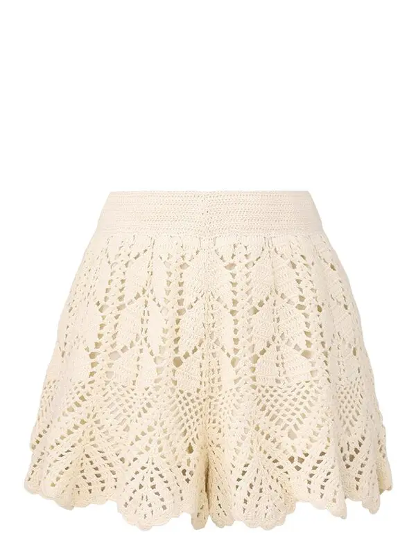 Zimmermann Awaken Lace Crochet Shorts - Cream