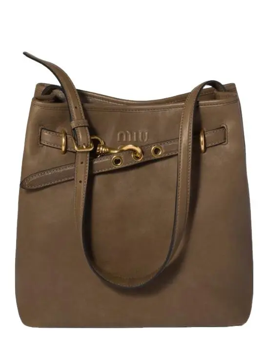 Miu Miu Aventure Nappa Leather Bucket Bag - Green