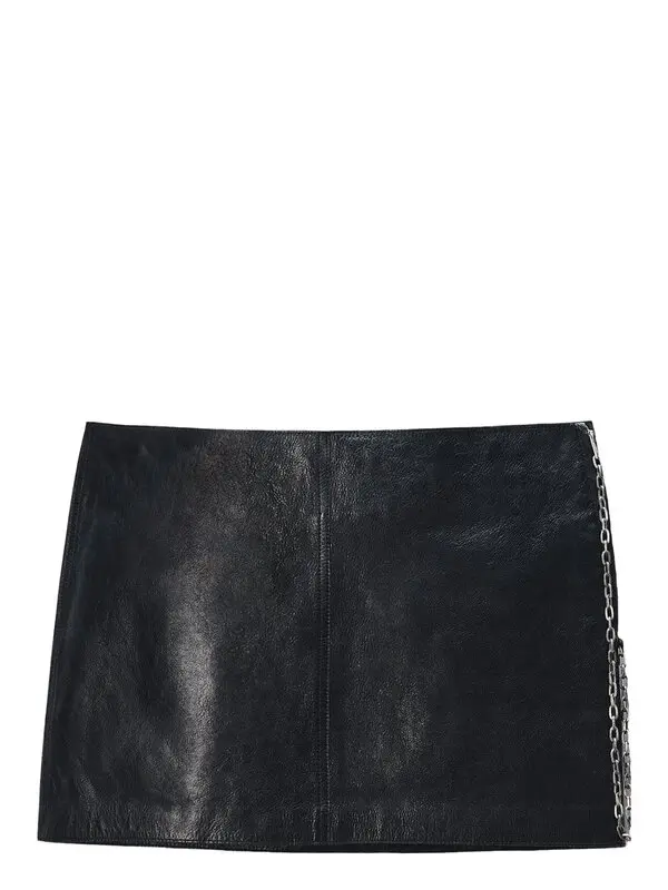 Alexander Wang Chain-trimmed Leather Mini Skirt - Black