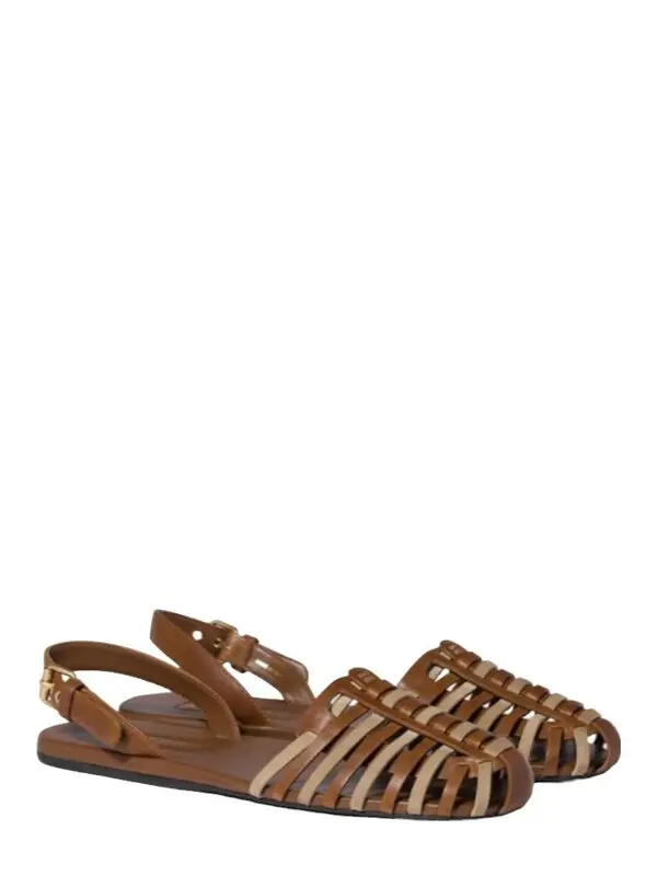 Miu Miu Woven Flat Sandals - Brown