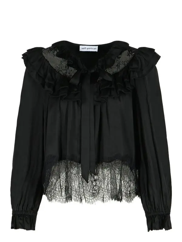 SELF-PORTRAIT Lace Blouse - Black