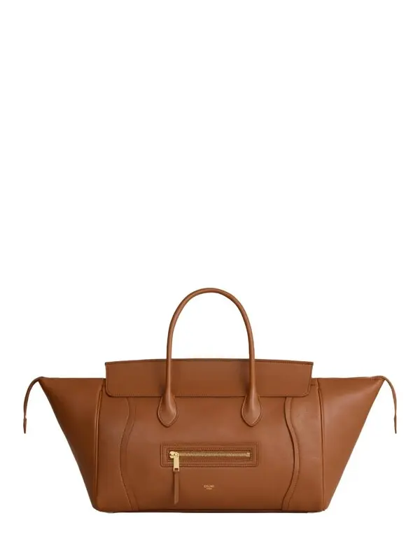 Celine Luggage In Supple Shiny Lambskin - Brown
