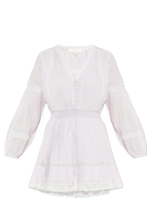 LoveShackFancy Winfrey Lace-trim Mini Dress - White