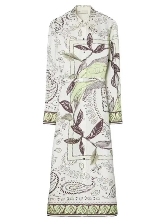 Tory Burch Printed Silk Shirt Dress - Mint Cockatoo