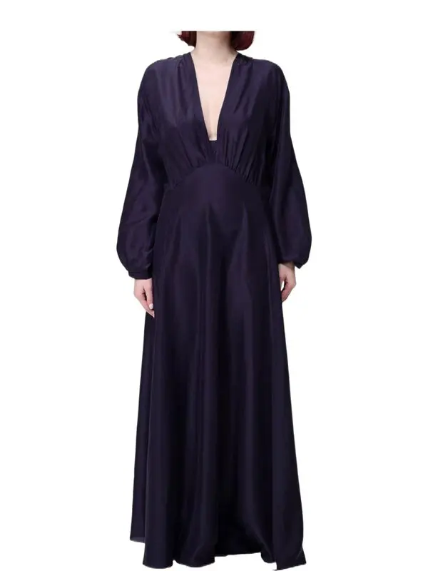 FORTE_FORTE Long Sleeve V-neck Dress - Black