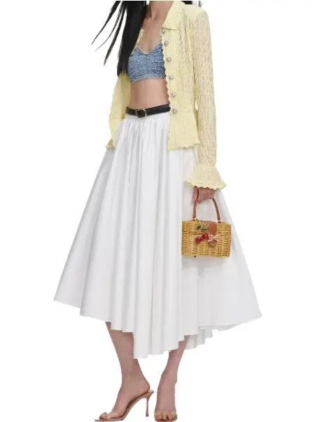 SELF-PORTRAIT Pointelle-knit Ruffled Cardigan - Yellow