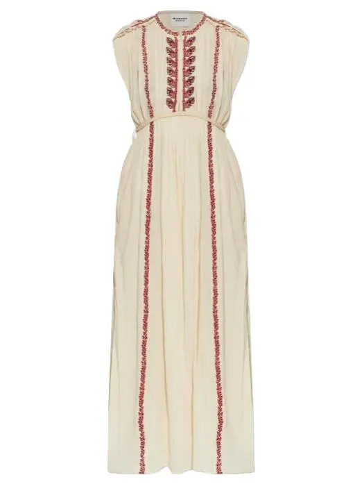 Isabel Marant Étoile Liviane Embroidered Maxi Dress - Beige/red