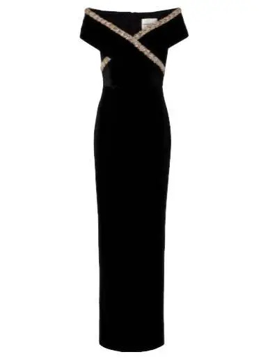 Roland Mouret Embellished Gown - Black
