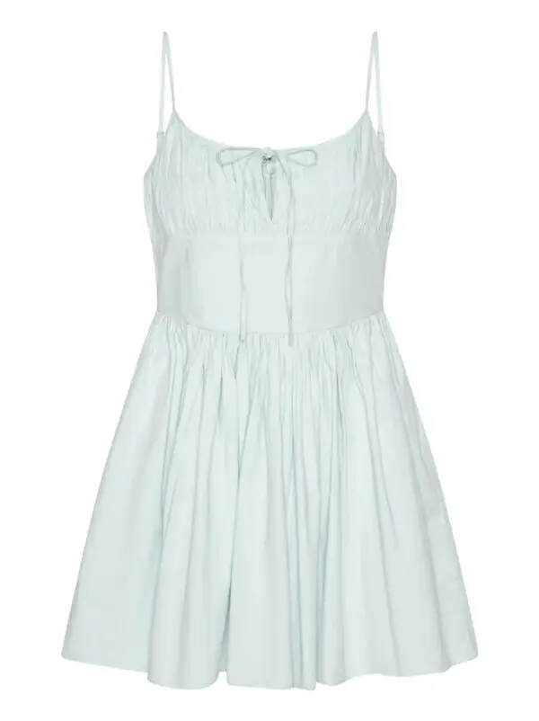 ROTATE BY BIRGER CHRISTENSEN Ruched Tie-strap Mini Dress - Light Blue