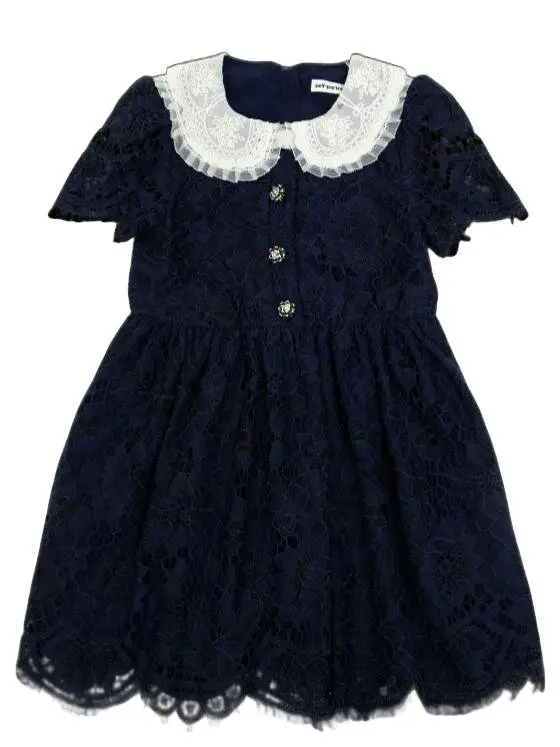 SELF-PORTRAIT Lace Collar Dress - Black