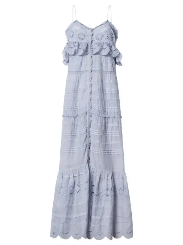 Isabel Marant Étoile Paule Floral Lace Maxi Dress - Light Blue