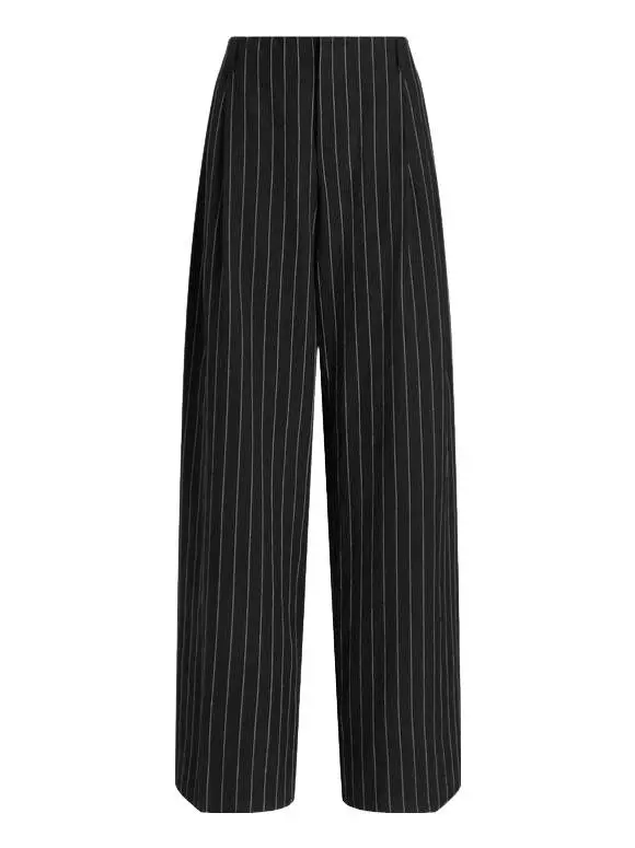 Dolce & Gabbana Pinstriped Pleated Trousers With Belt - Black
