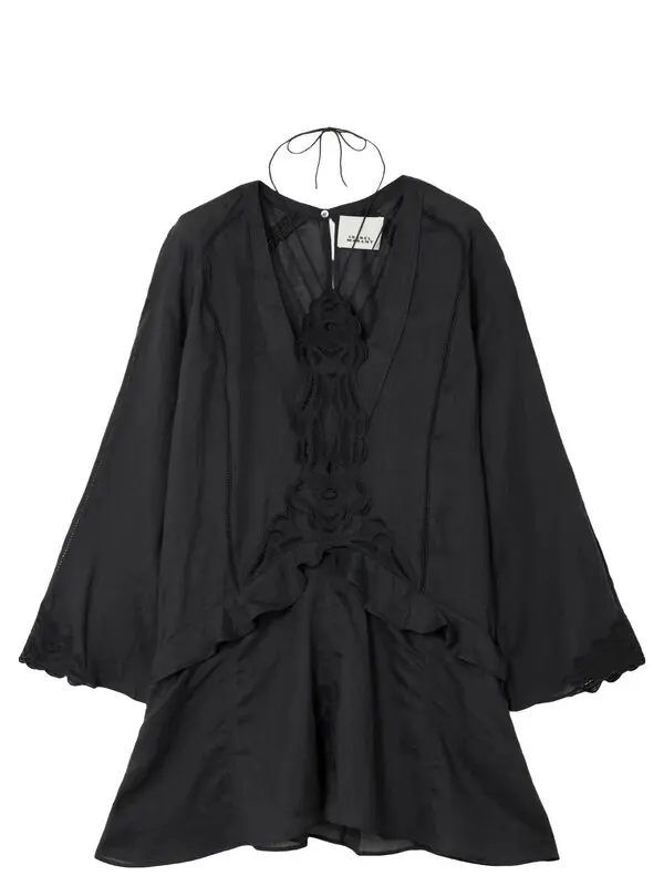 Isabel Marant Étoile Liya Lace-trimmed Embroidered Mini Dress - Black