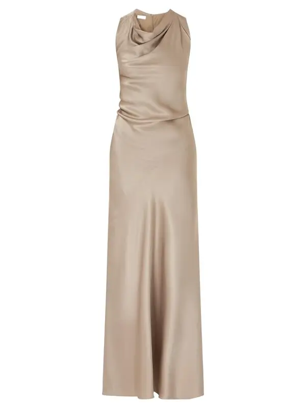 Brunello Cucinelli Silk Maxi Dress - Taupe