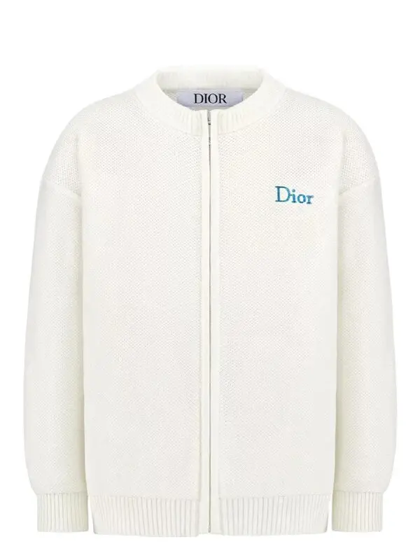 Dior Embroidered Zip-up Cardigan - White
