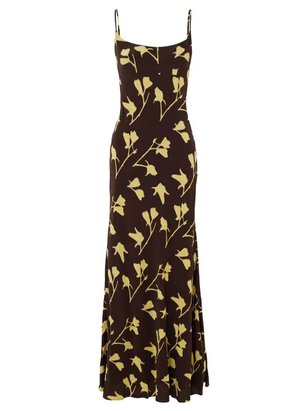 Staud Dinah Floral Print Maxi Dress - Black