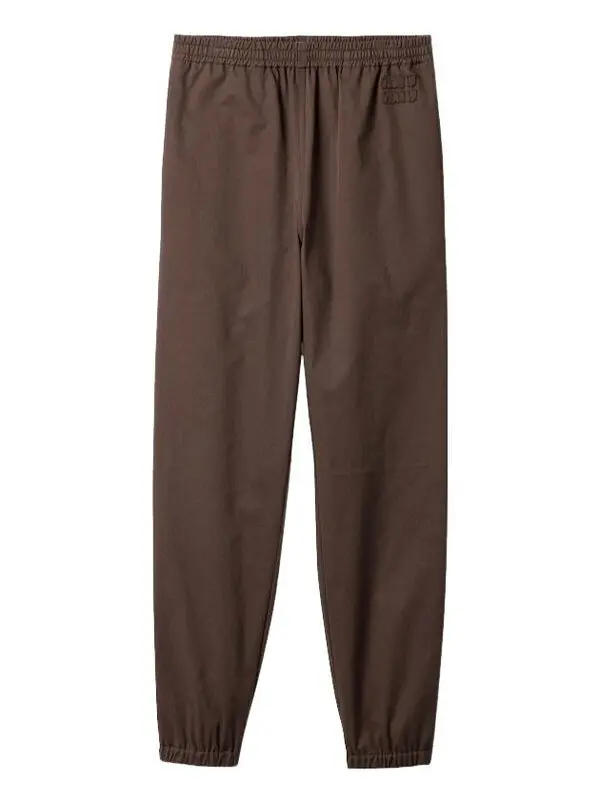 Miu Miu Elasticated Waistband Pants With Embroidered Logo - Cocoa Brown/khaki