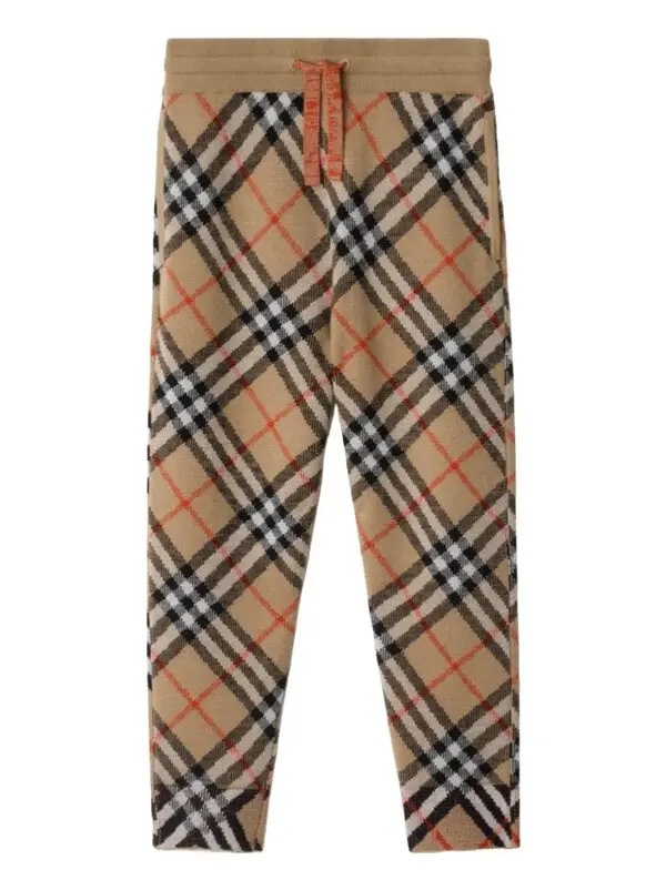 Burberry Check Jacquard-knit Wool Joggers - Sand