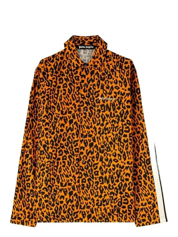 Palm Angels Cheetah-printed Stripe Detailed Track Shirt - Brown