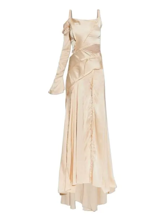 Blumarine One-shoulder Pleated Maxi Dress - Nude