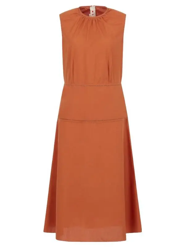 Marni Gathered Sleeveless Dress - Orange