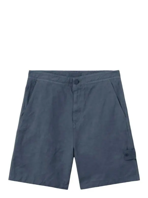 Stone Island Logo Patch Buttoned Shorts - Slate Blue