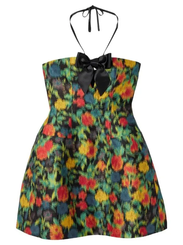 SHUSHU/TONG Halter Neck Dress With Satin Bow Detail - Green