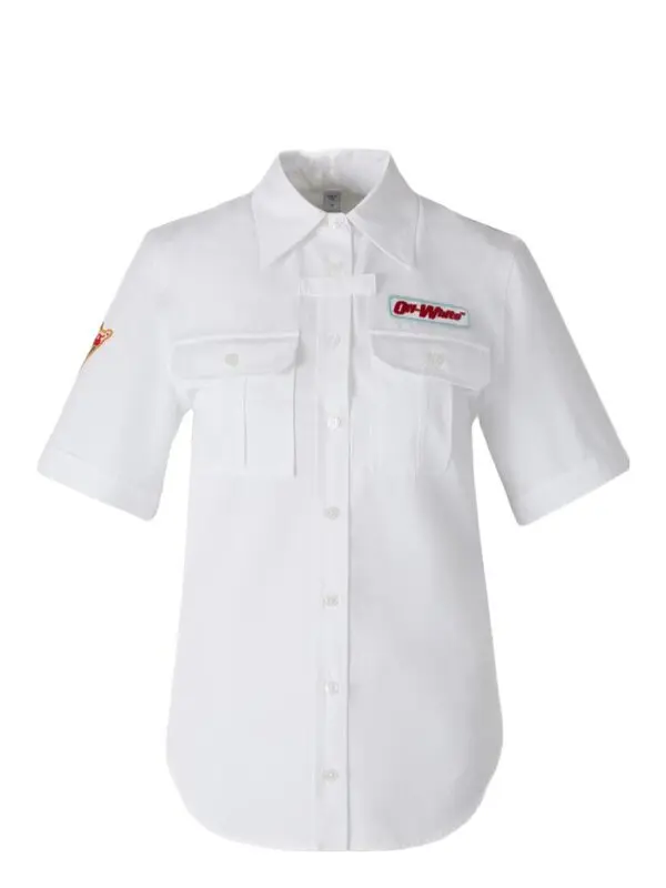 Off-White Cotton Poplin Shirt With Logo Detail - White