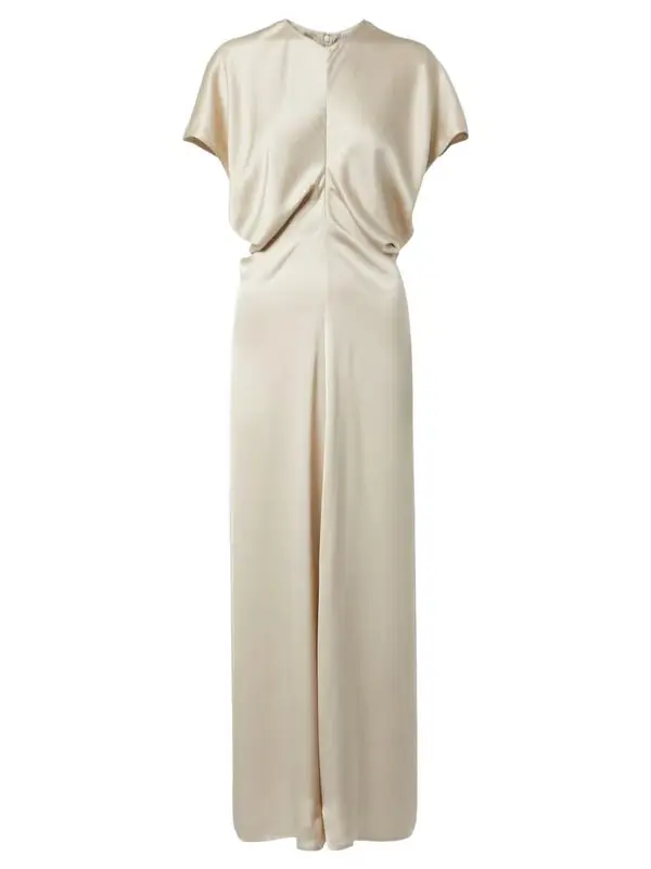 TOTEME Short Sleeve Gathered Maxi Dress - Pearl