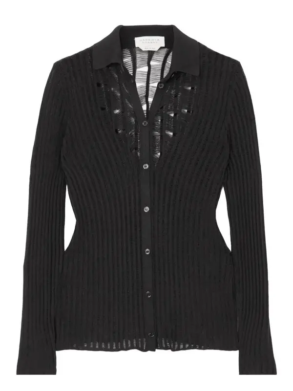 Gabriela Hearst Ribbed Open-knit Silk Shirt - Black