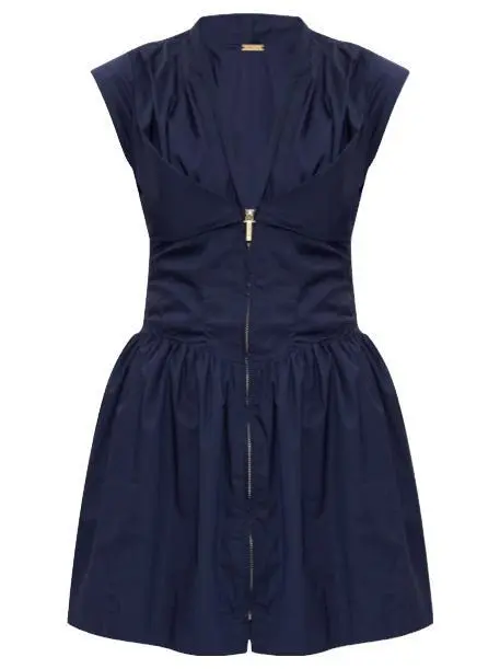 Cult Gaia Zipper Dress With Pleated Detailing - Black
